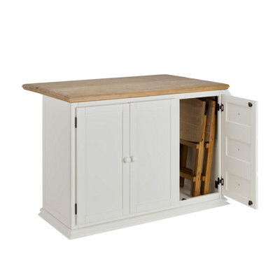 Shire Breakfast Bar White Kitchen Storage Trolley with Oak Top ...