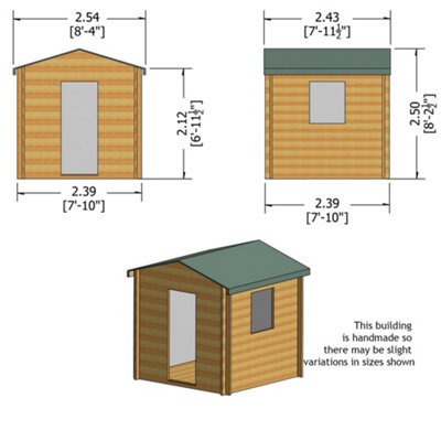 Shire Camelot 8x8 Log Cabin 19mm Logs