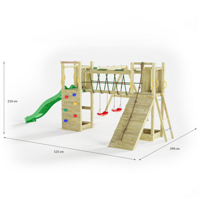 Shire Fun Wooden Climbing Frame with Twin Towers with Bridge, Double ...