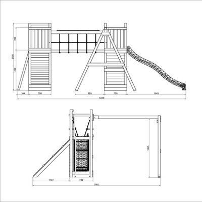 Shire Fun Wooden Climbing Frame with Twin Towers with Bridge, Double ...