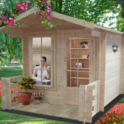 Shire Maulden 8x8 Log Cabin with Veranda 19mm Logs