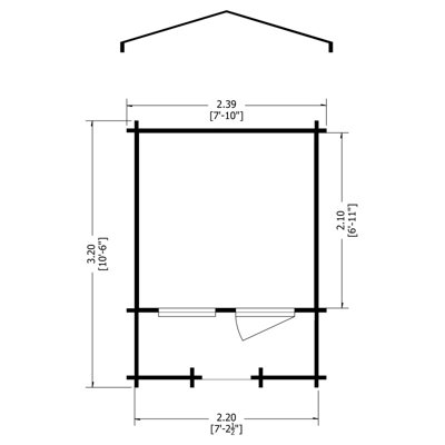 Shire Maulden 8x8 Log Cabin with Veranda 19mm Logs