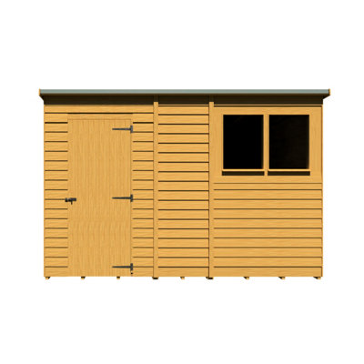 Buy Shire Overlap 10x6 Single Door Pent Shed with Window at B&Q