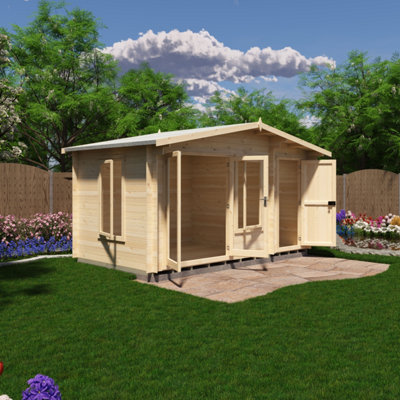 Shire Spalding Log Cabin 14x8 with Double Doors, Opening Windows ...