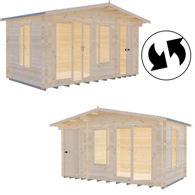Shire Spalding Log Cabin 14x8 with Double Doors, Opening Windows ...