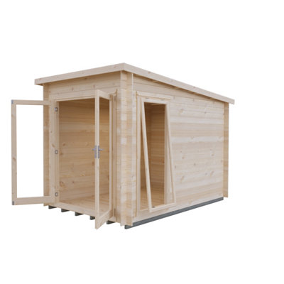 Shire Tilney Log Cabin 7x10 with Double Doors and Opening Windows