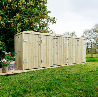 Shireburn 1 Wheelie Bin/8 Recycle Box Store - Timber - L80.4 x W308.5 x ...