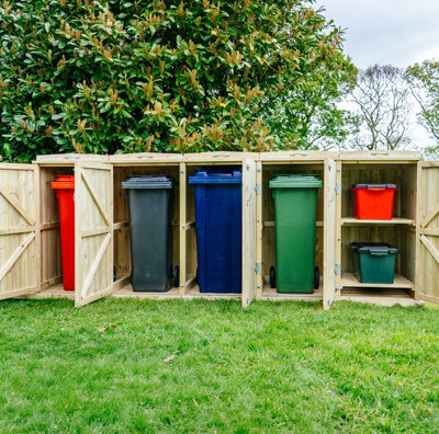 Shireburn 4 Wheelie Bin/2 Recycle Box Store - L80.4 x W342.2 x H120 cm ...