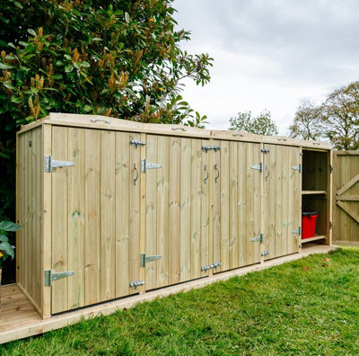 Shireburn 4 Wheelie Bin/2 Recycle Box Store - L80.4 x W342.2 x H120 cm ...