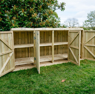 Shireburn 8 Recycle Box Store - Timber - L80.4 x W239 x H120 cm - Fits ...