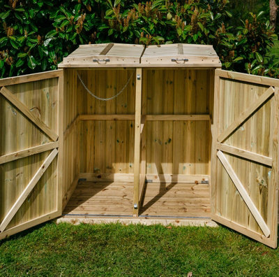 Shireburn Double Wheelie Bin Store - Timber - L97 x W145 x H125 cm ...