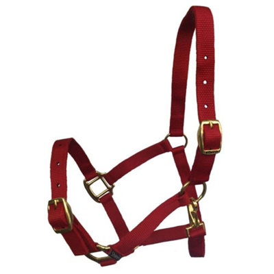 Shires Adjustable Horse Headcollar Red (Pony)