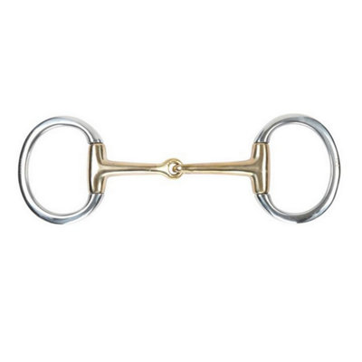 Shires Brass Jointed Horse Eggbutt Snaffle Bit Brass (4.5in)