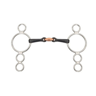 Shires Dutch Sweet Iron Lozenge Horse 3 Ring Gag Bit Black (5.5in)