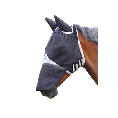 Shires Field Durable Horse Fly Mask With Ears & Nose Black (Cob) | DIY ...