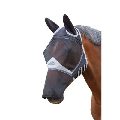Shires Fine Mesh Horse Fly Mask With Ears & Nose Black (X Full) | DIY ...
