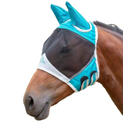 Shires Fine Mesh Horse Fly Mask With Ears Teal (X Full)