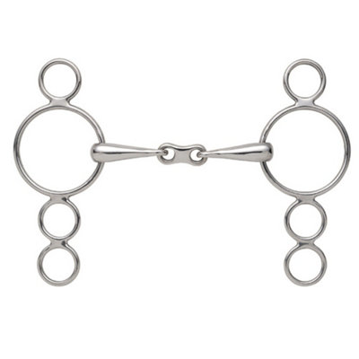 Shires French Link Horse 3 Ring Gag Bit Silver (5.5in)