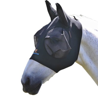 Shires Stretch Horse Fly Mask Jet Black (Pony) | DIY at B&Q