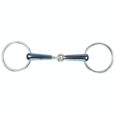 Shires Sweet Iron Hollow Mouth Horse Loose Ring Snaffle Bit Blue (5in ...