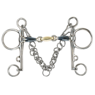 Shires Sweet Iron Lozenge Horse Pelham Bit Blue (5in)