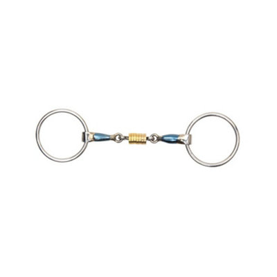 Shires Sweet Iron Roller Horse Loose Ring Snaffle Bit Blue (5in)