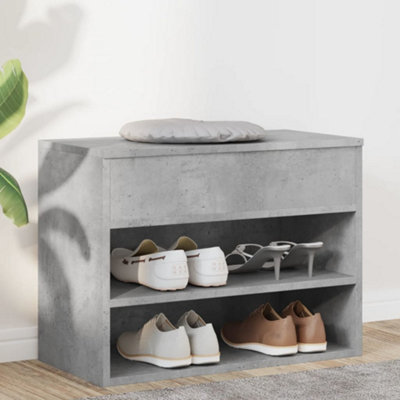 Shoe Bench Concrete Grey 60x30x45 cm Engineered Wood