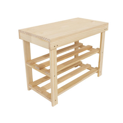 Shoe Bench with Solid Top - Solid Pine
