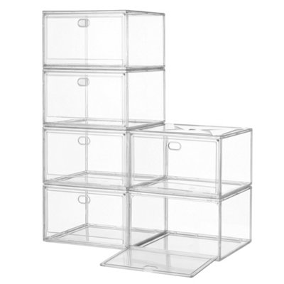 Shoe Boxes, Pack of 6 Stackable Shoe Organisers with Clear Door ...