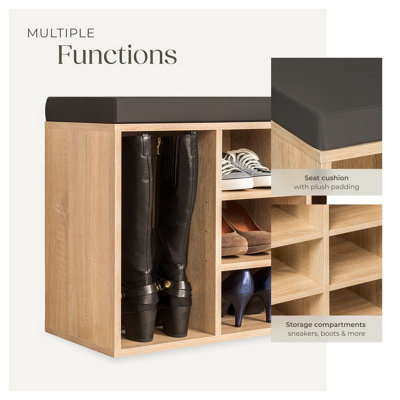 Shoe Rack - storage cabinet for 10 pairs of shoes, bench with seat ...
