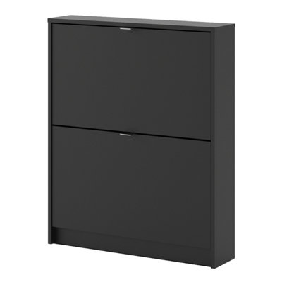 Shoes Shoe cabinet w. 2 tilting doors and 1 layer Matt Black