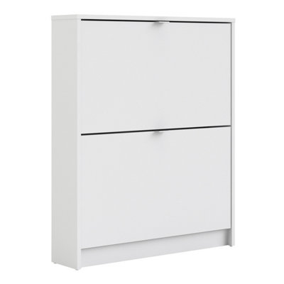 Shoes Shoe cabinet w. 2 tilting doors and 1 layer White