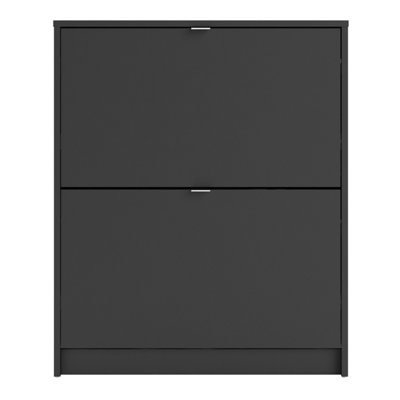 Shoes Shoe cabinet w. 2 tilting doors and 2 layers Matt Black