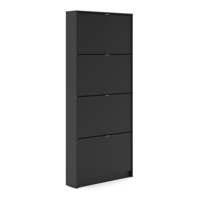 Shoes Shoe cabinet w. 4 tilting doors and 1 layer Matt Black