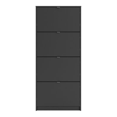 Shoes Shoe cabinet w. 4 tilting doors and 2 layers Matt Black