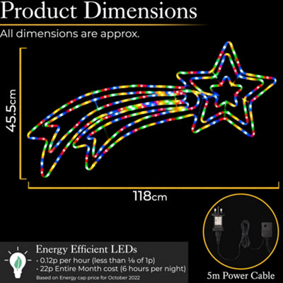 Shooting Star Silhouette Christmas Rope Light Flashing LED Outdoor ...