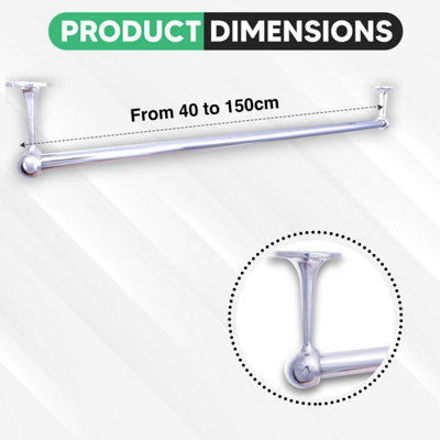 Shop Fitting Wardrobe Round Hanging Rail Set Chrome Tube Closet ...