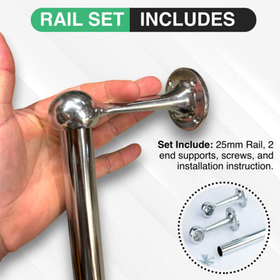 Shop Fitting Wardrobe Round Hanging Rail Set Chrome Tube Closet ...