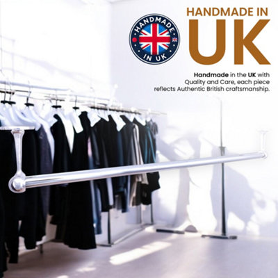 Shop Fitting Wardrobe Round Hanging Rail Set Chrome Tube Closet ...