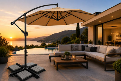 ShopnBits Cross Frame Parasol Base Heavy Duty Patio Umbrella Stand ...