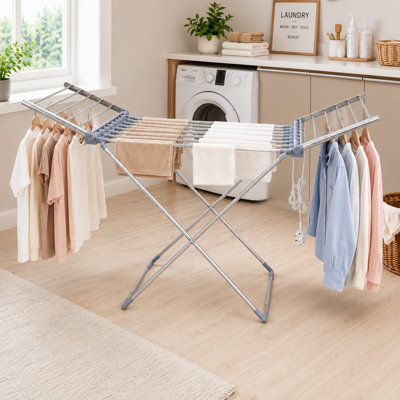ShopnBits Heated Clothes Airer Foldable Electric Drying Rack Winged ...