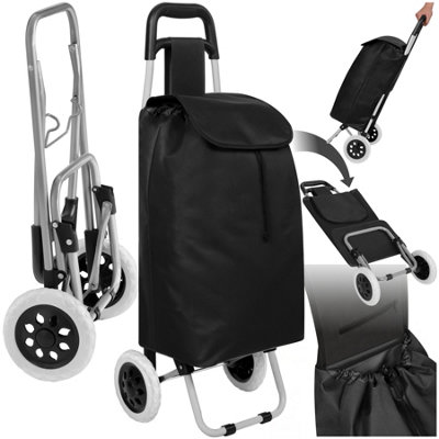 Shopping Trolley - folding, removable cover, smooth running wheels - black