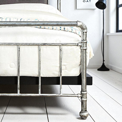 Shoreditch Industrial Scaffold Distressed Steel Effect Metal Double Bed ...