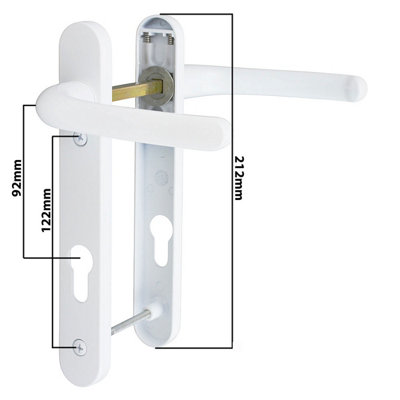 SHORT BACKPLATE UPVC DOOR HANDLE WITH INTEGRATED SPRINGS, 92PZ, 122MM ...