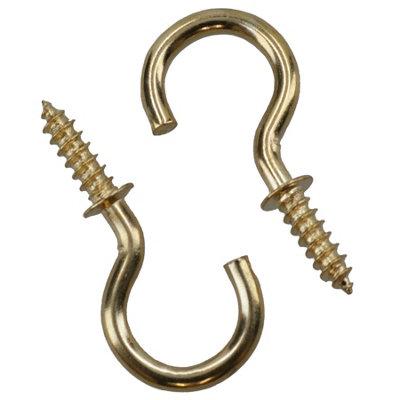 Shouldered Screw Hooks Fasteners Hanger Brass Plated 10mm Dia 19mm ...