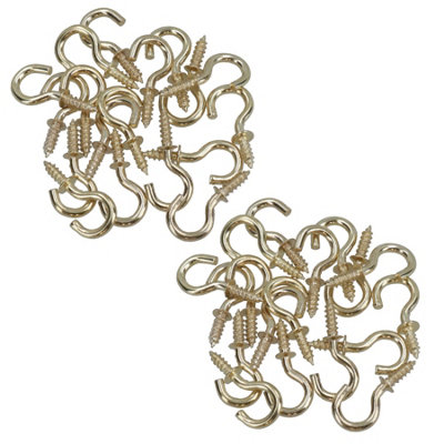 Shouldered Screw Hooks Fasteners Hanger Brass Plated 6mm Dia 13mm ...