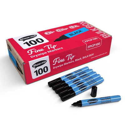 SHOW-ME Fine-Tip Student Dry-Wipe Pens Box of 100 Whiteboard Markers ...