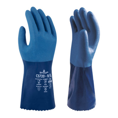 SHOWA CS720 Chemical Resistant Latex Free Nitrile Gauntlet Gloves ...