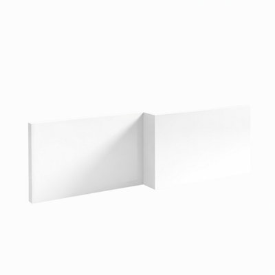 Shower Bath 1500mm L-Shaped Left-Hand with Black Hinged Screen White ...
