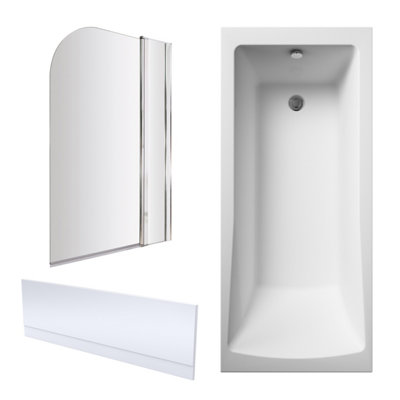 Shower Bath Bundle Single End Square Tub, Front Panel & Round Bath ...